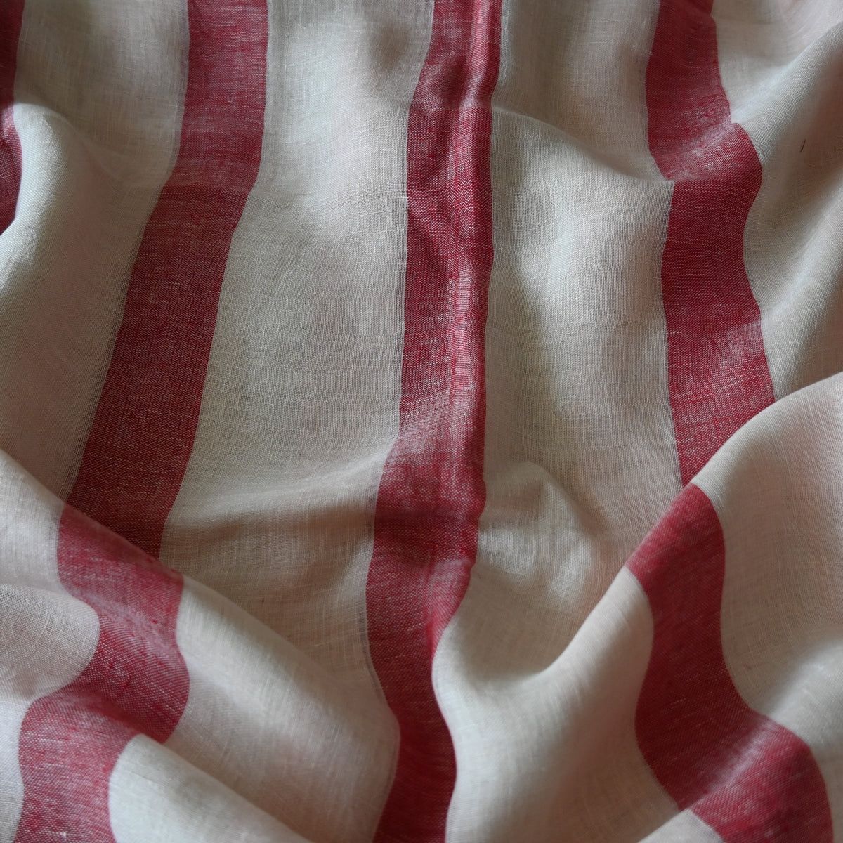 Pure Linen Red and White Full Body Stripes Saree – Anokhibypriyanka